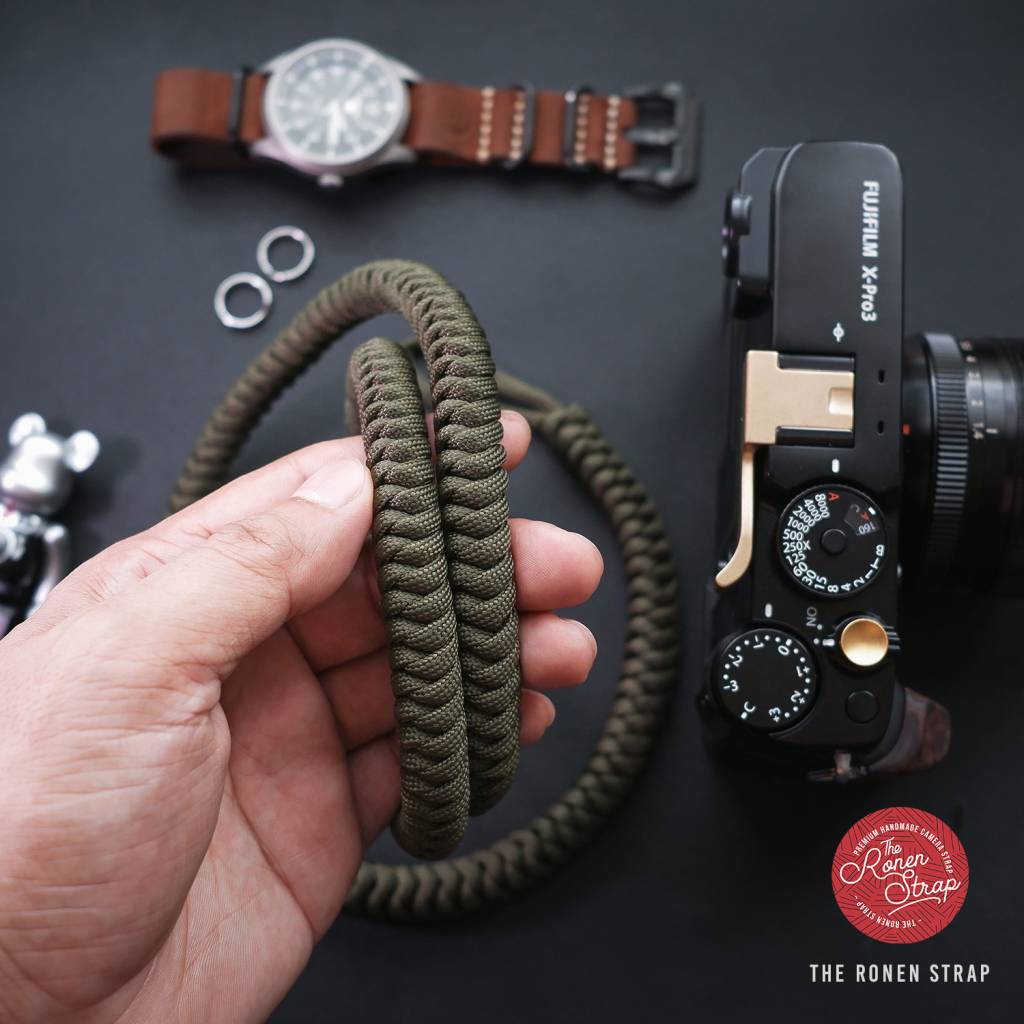 Handmade Green Khaki Paracord Camera Strap (Neck/Shoulder)