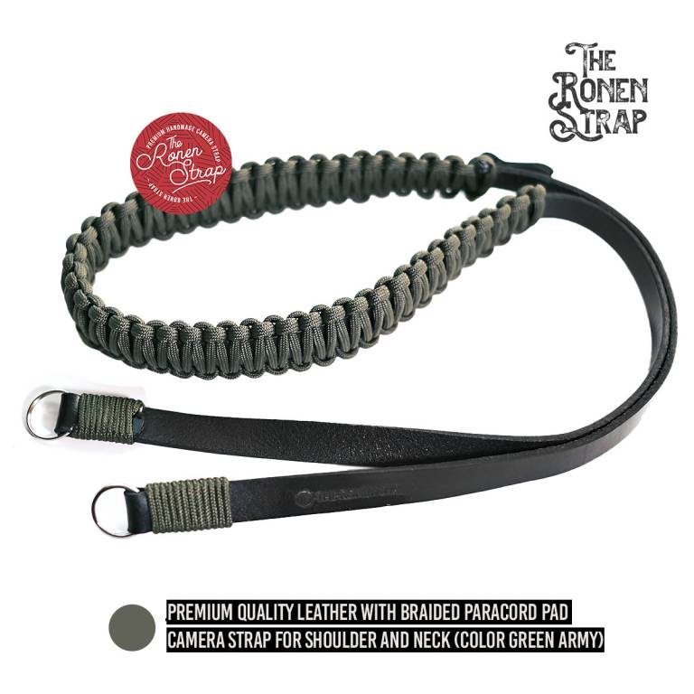 TRS leather with a braided paracord pad camera strap