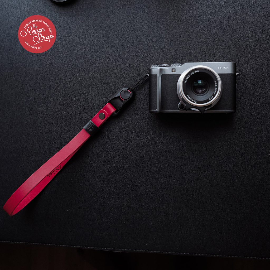 LEATHER WRISTBAND CAMERA STRAP WITH QUICK RELEASE BUCKLE (RED HOT COLOR)